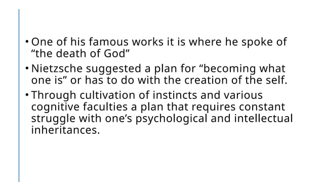 NIETZSCHE THE EXISTENTIALIST REPORT PPT. | PPT