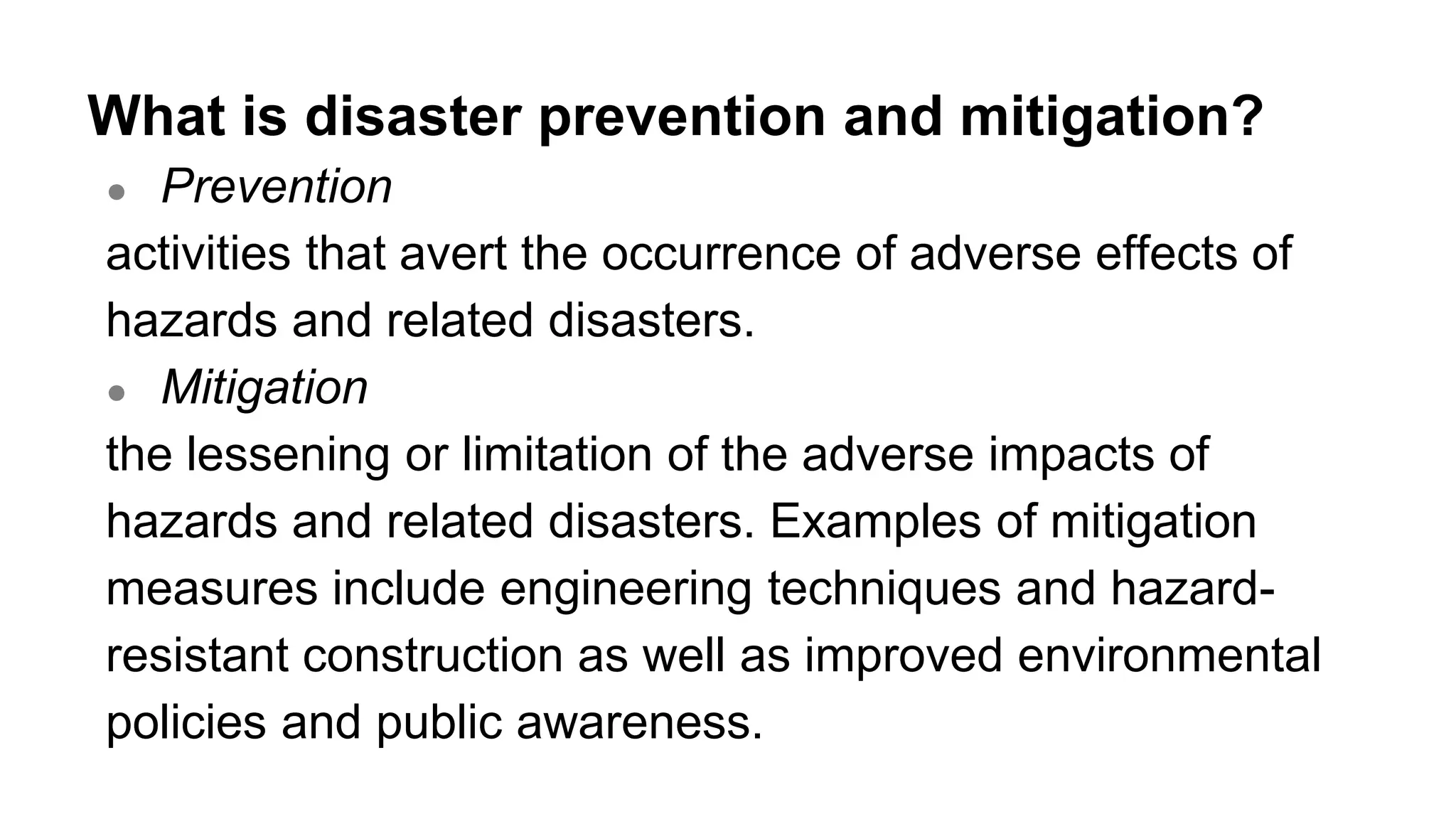 Disaster risk reduction management Module 4: Preparedness, Prevention ...