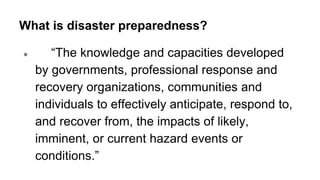 Disaster risk reduction management Module 4: Preparedness, Prevention ...