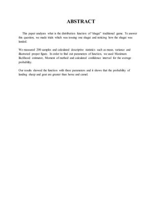 The Distribution of Shagai /Report/ - Шагайны тархалт | DOCX | Equine ...