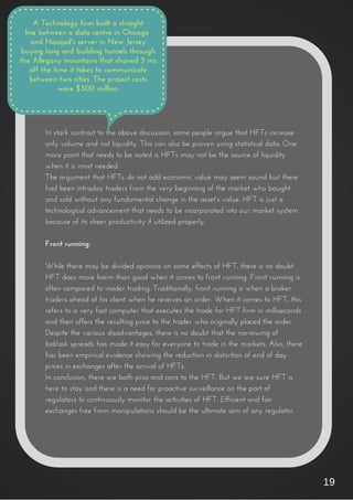 Report on HIGH FREQUENCY TRADING | PDF | Stocks and Bonds | Personal Investing