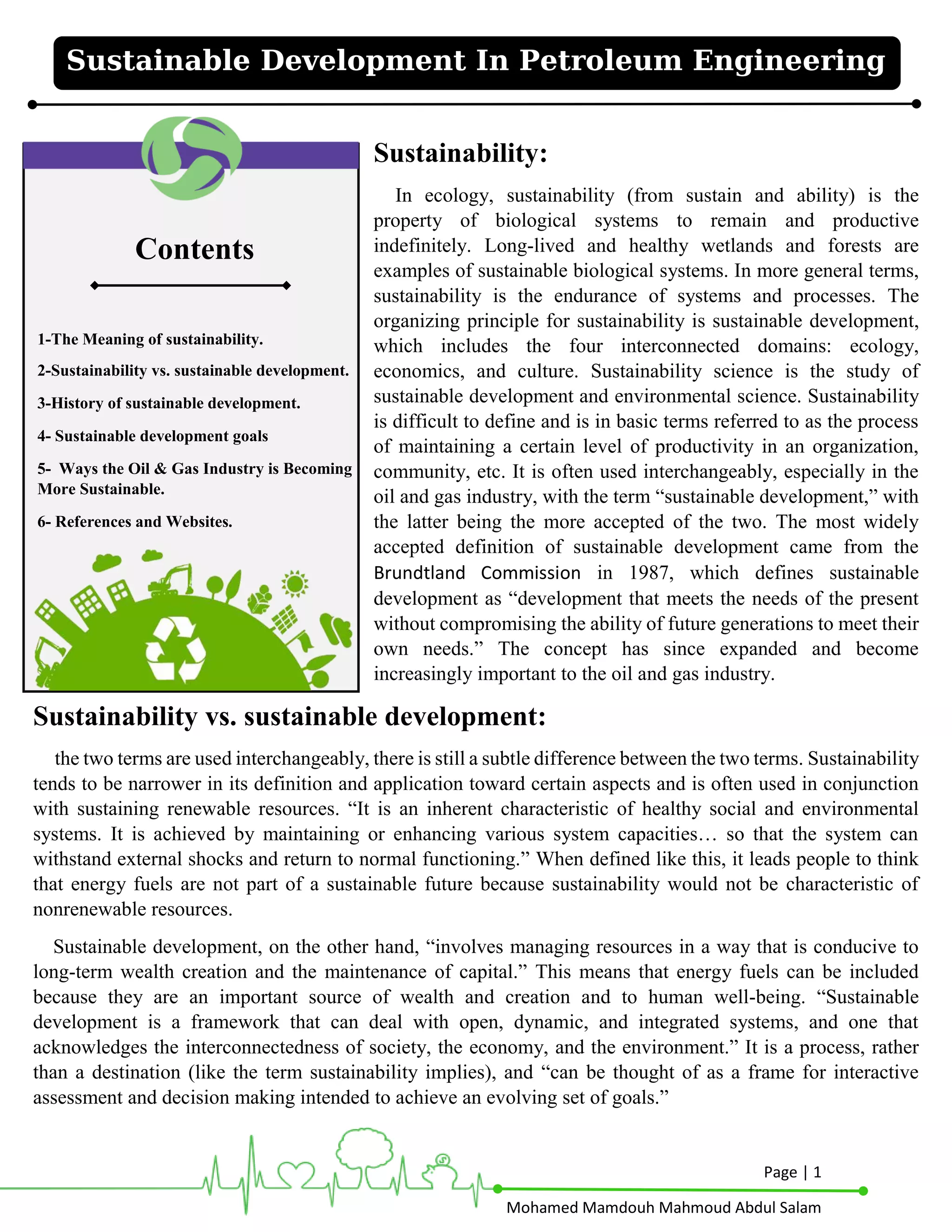 Sustainable Development in petroleum Engineering | PDF