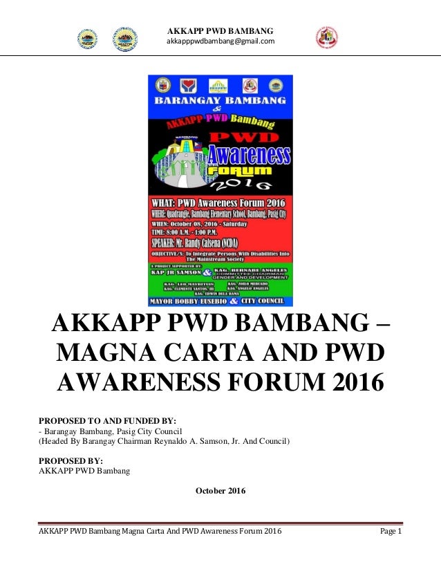 AKKAPP PWD Bambang - Persons With Disabilities Awareness Forum 2016 ...
