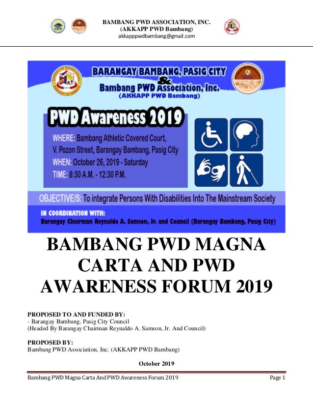 Bambang PWD Awareness Forum 2019 | REPORT | PDF