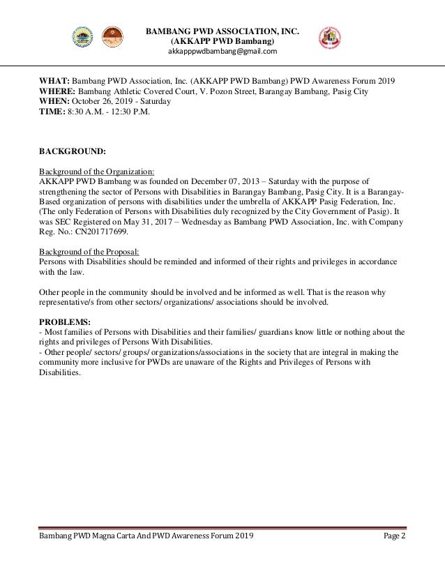 Bambang PWD Awareness Forum 2019 | REPORT | PDF