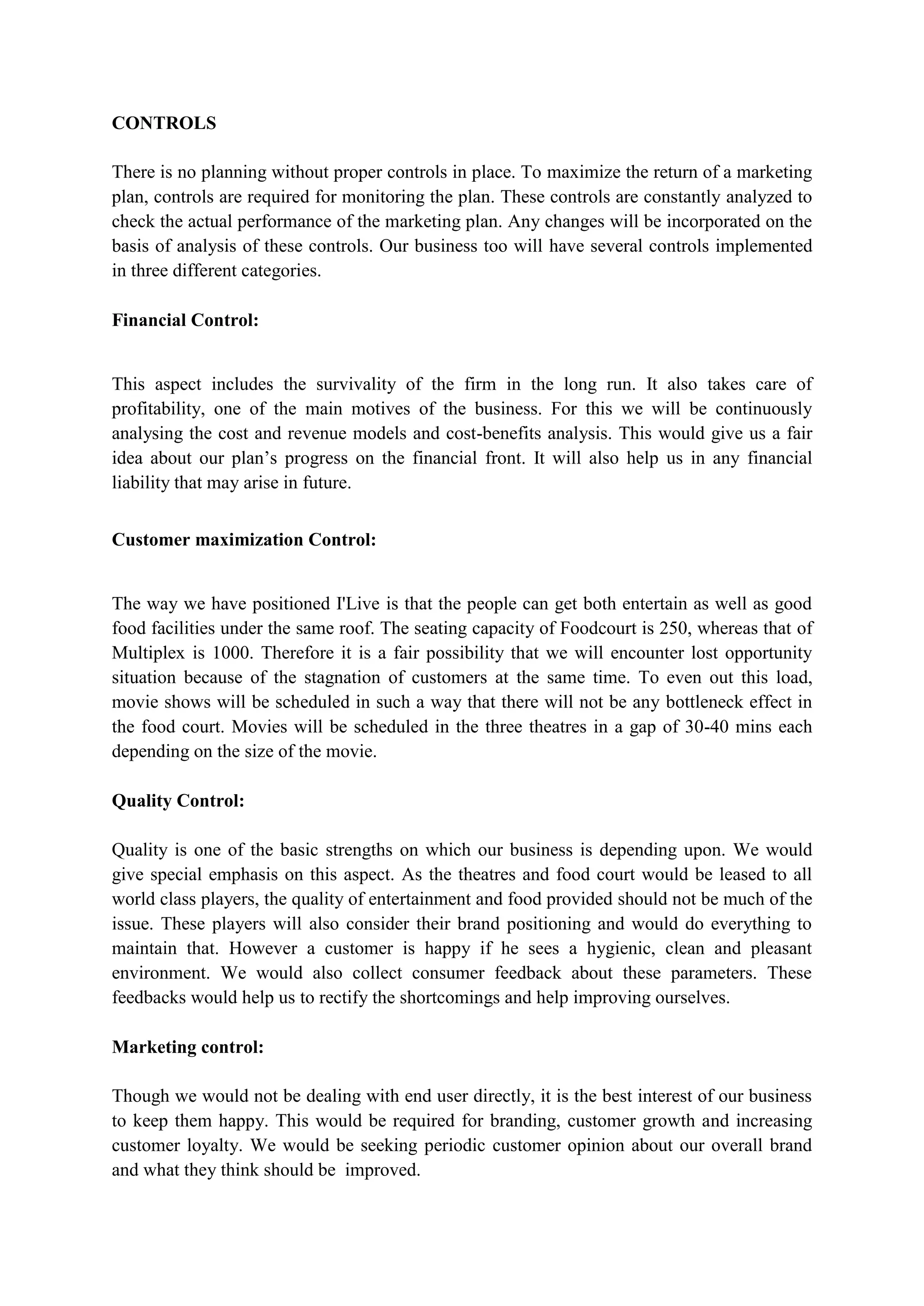 Marketing Plan - Multiplex | DOCX