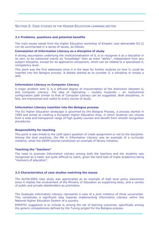 Report on Finalised Information Literacy Case Studies | PDF | Education industry | Industries