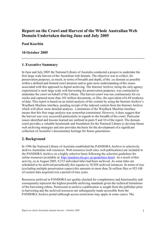 Report on the Crawl and Harvest of the Whole Australian Web ... | PDF