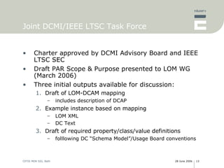 Report on Work of Joint DCMI/IEEE LTSC Task Force | PPT