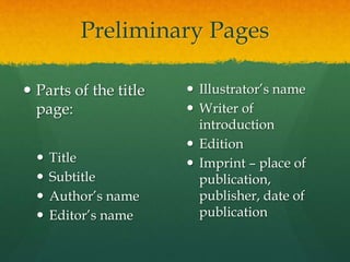 Parts of the Book | PPTX