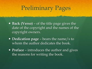 Parts of the Book | PPTX