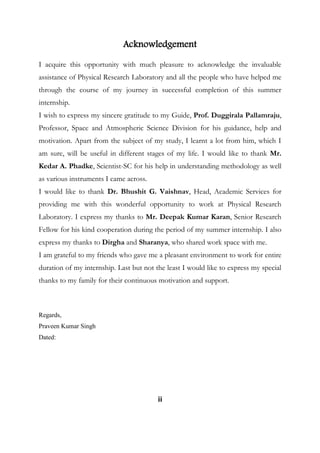 PRL Summer Internship Report - 2015 | PDF