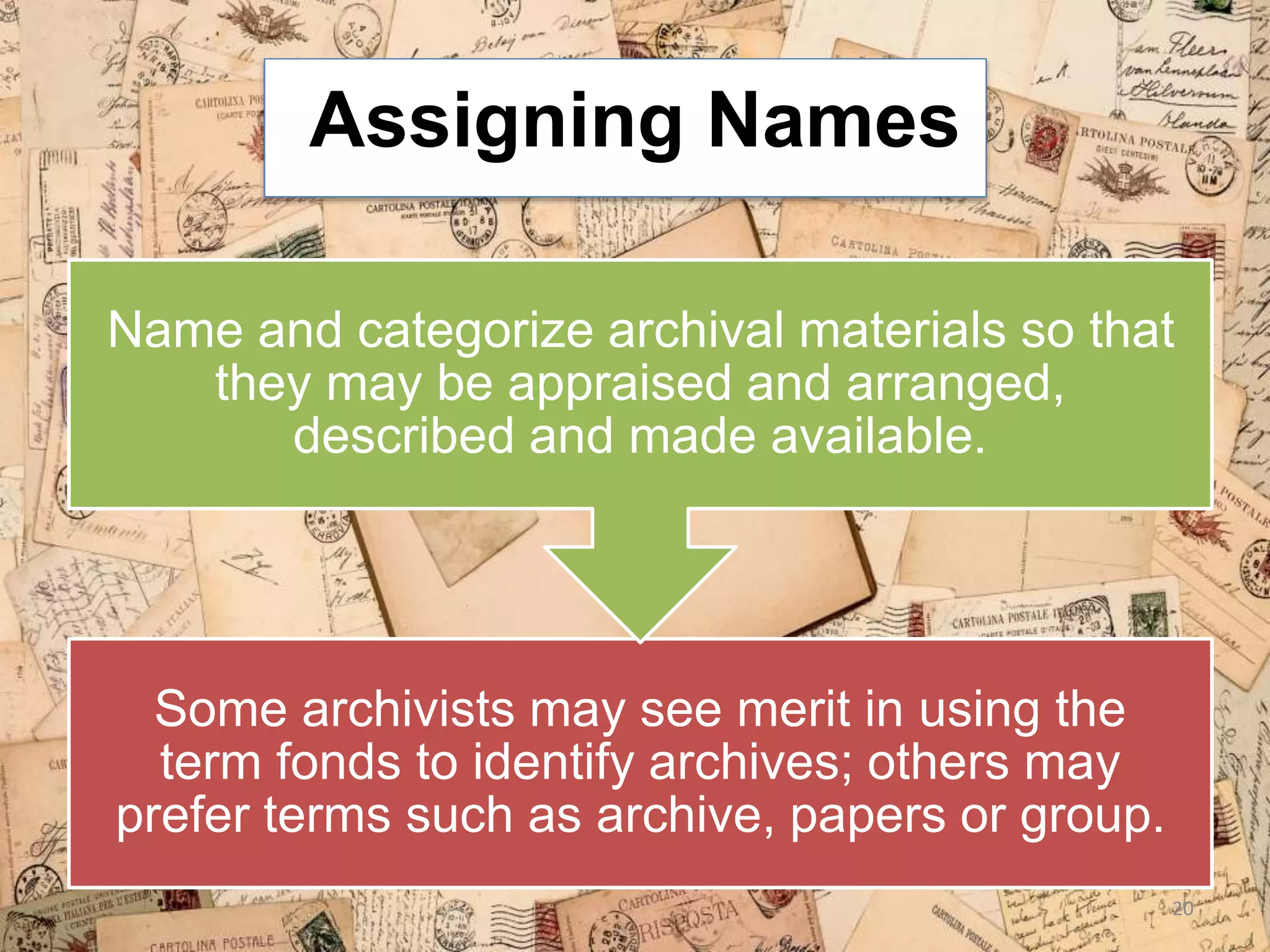 Archival Science - Provenance, Original Order and Respect des Fonds | PPTX
