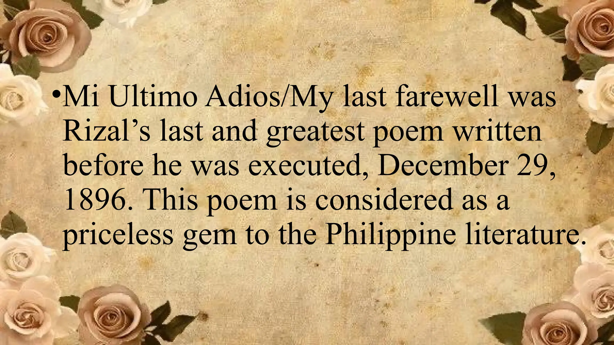 Mi Ultimo Adios or My Last Farewell of Rizal | PPTX