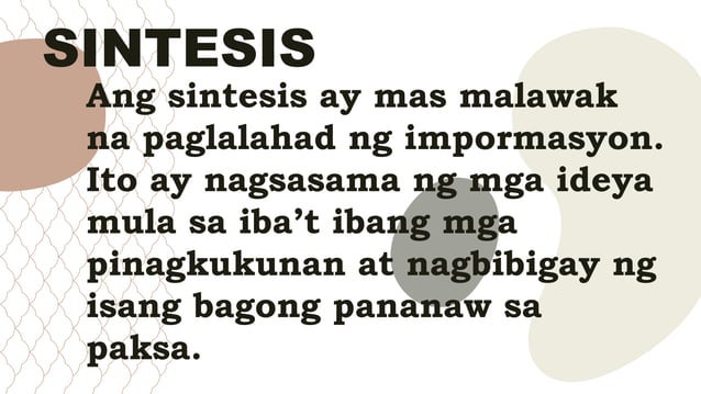 Sintesis at Buod, Report in Filipino.... | PPT