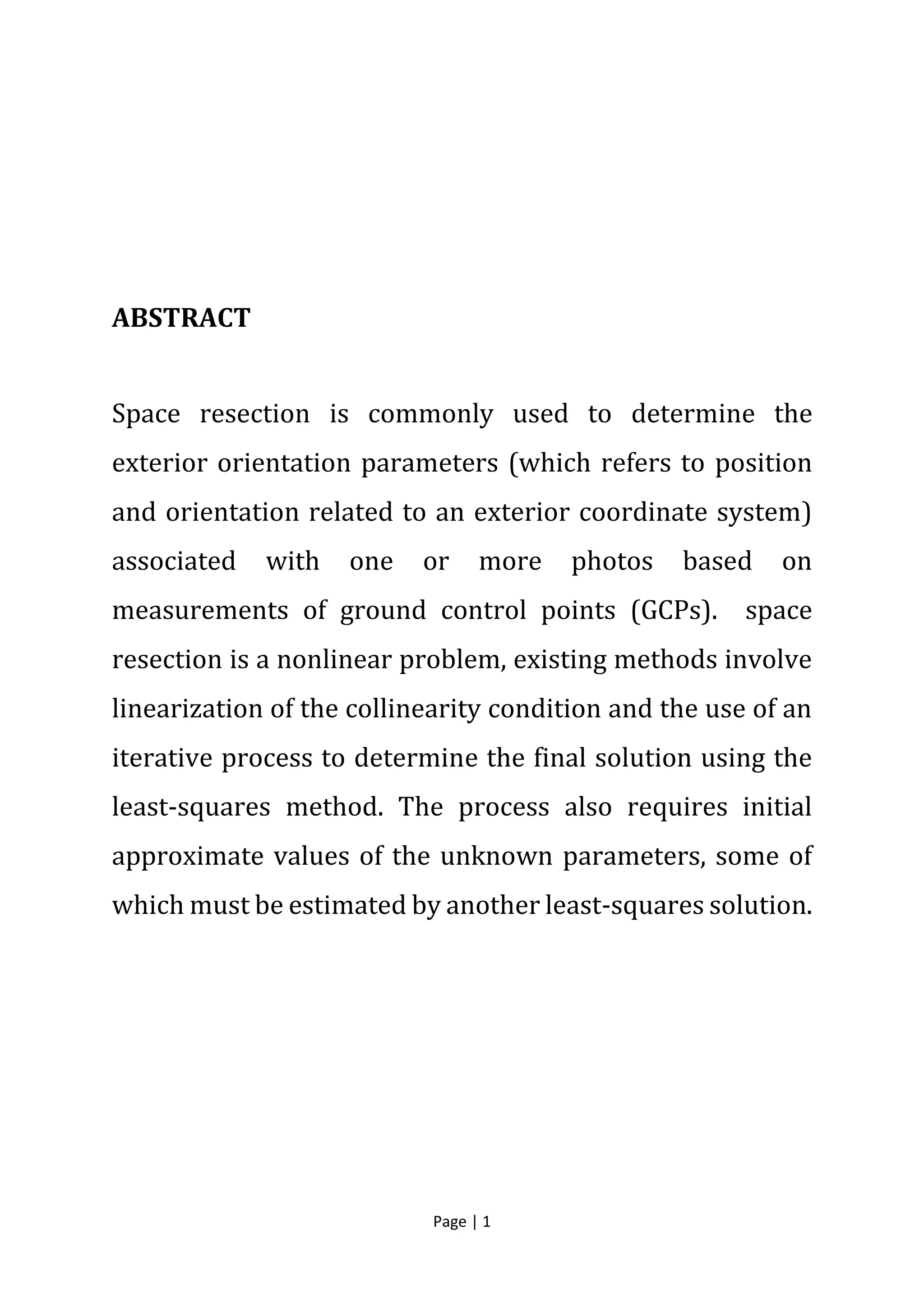 Photogrammetry - Space Resection by Collinearity Equations | PDF