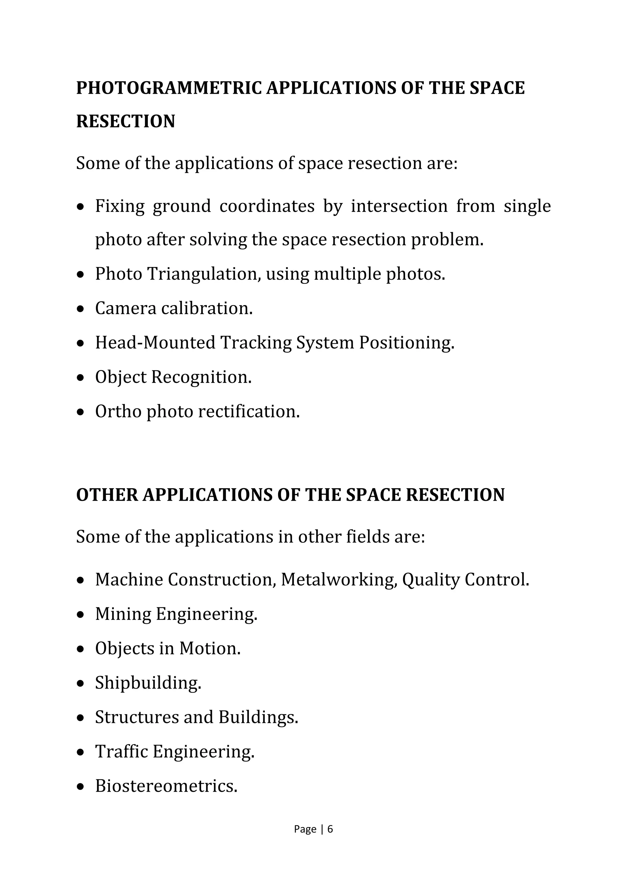 Photogrammetry - Space Resection by Collinearity Equations | PDF