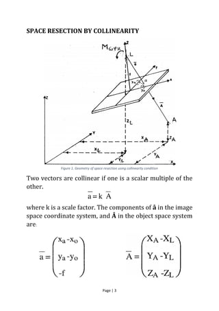 Photogrammetry - Space Resection by Collinearity Equations | PDF