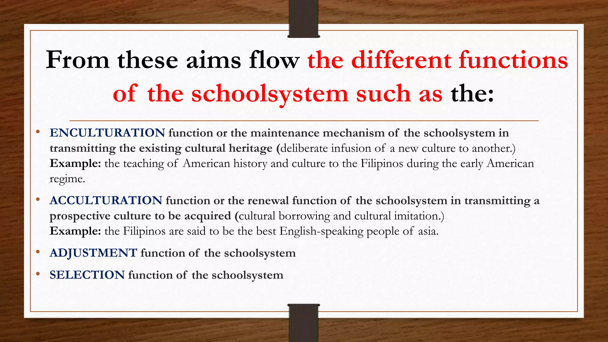 Report system the cultural subsystem inside the schoolsystem | PPTX