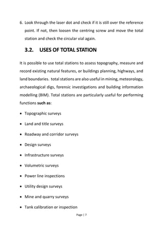TOTAL STATION: THEORY, USES AND APPLICATIONS. | PDF