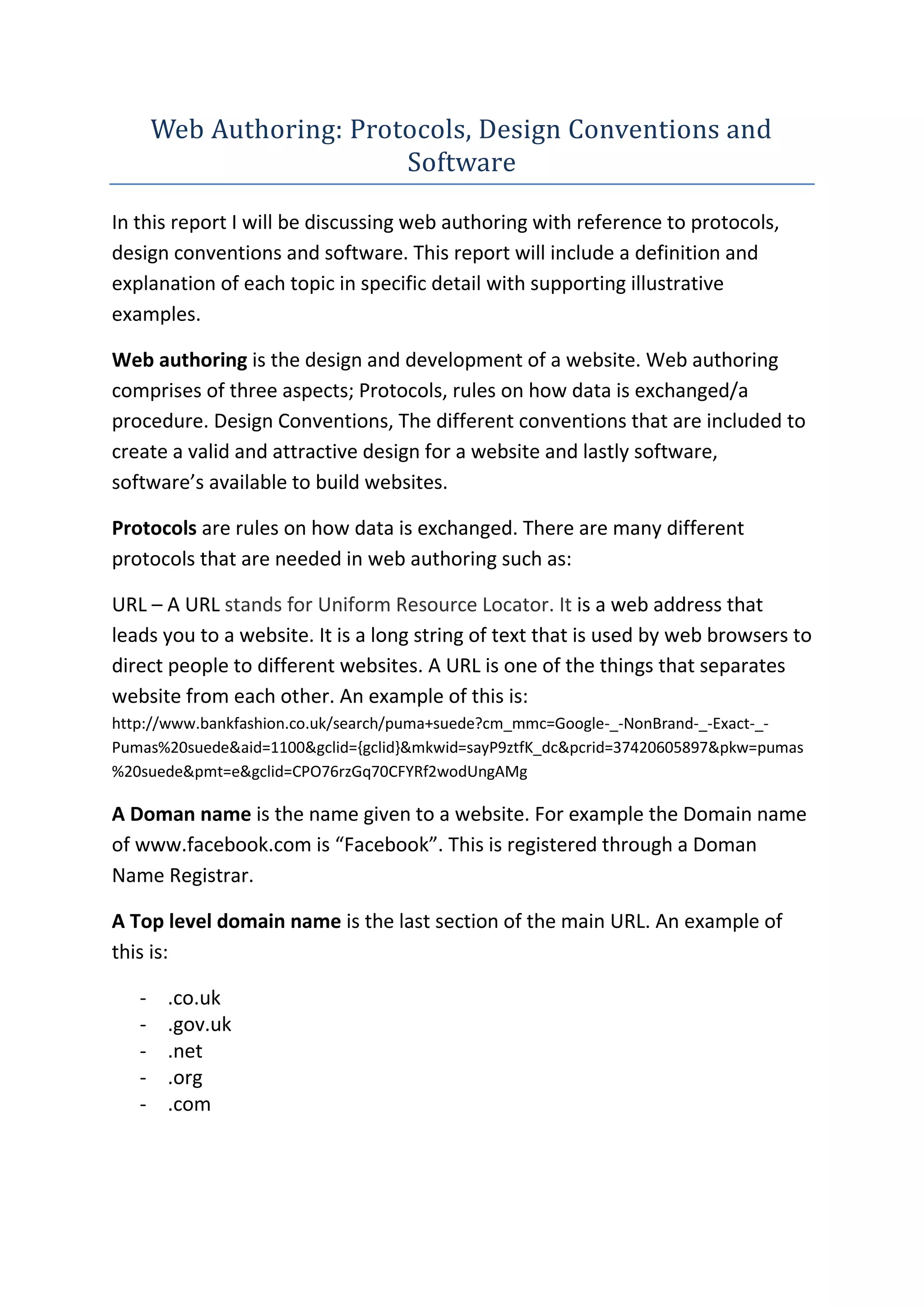 Report web authoring assigment 1 | DOCX