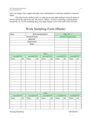 Metrics and Measurement Work Sampling Project | PDF