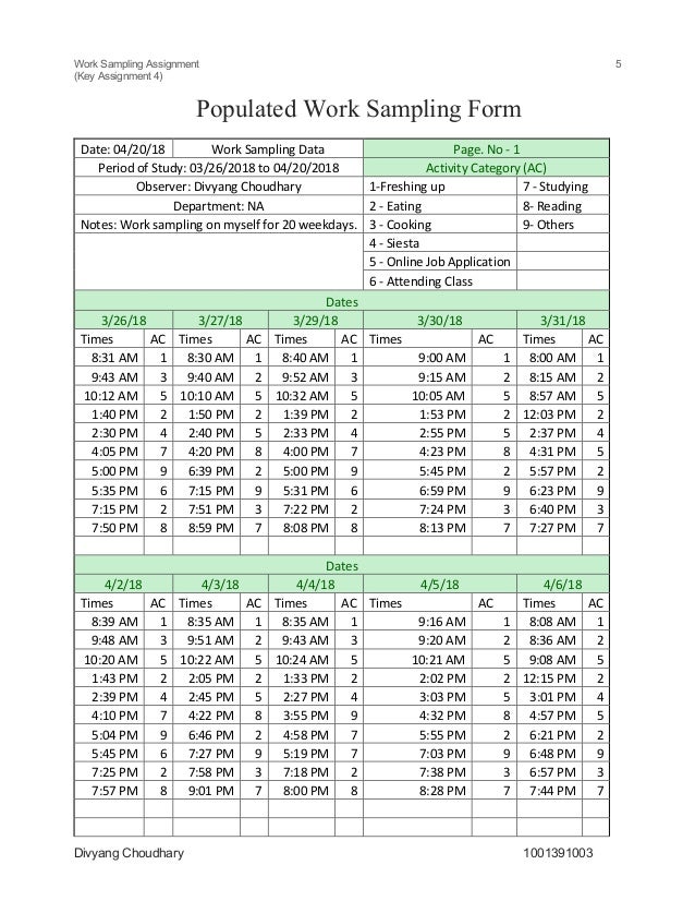Metrics and Measurement Work Sampling Project