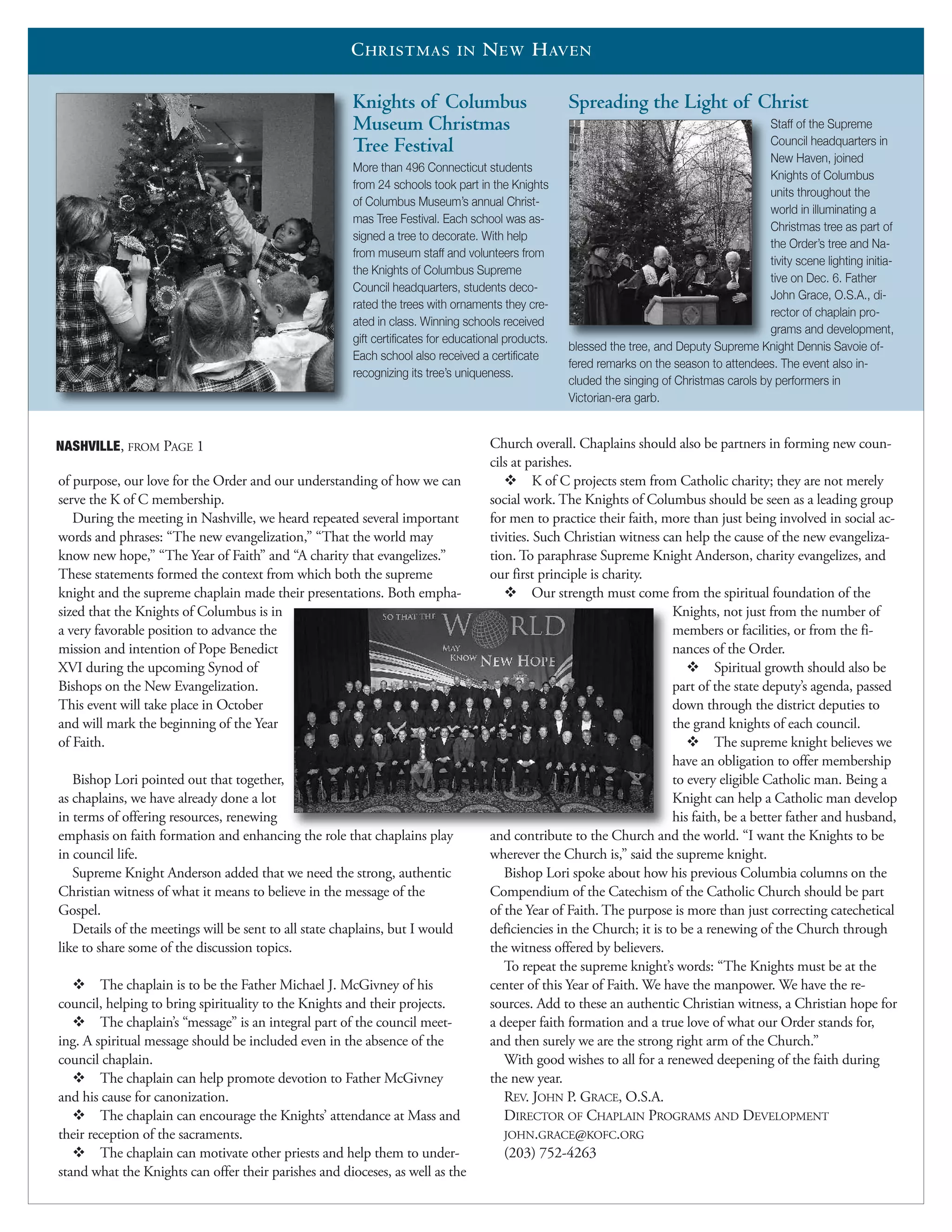 Chaplain's Report: That the World may Know New Hope | PDF