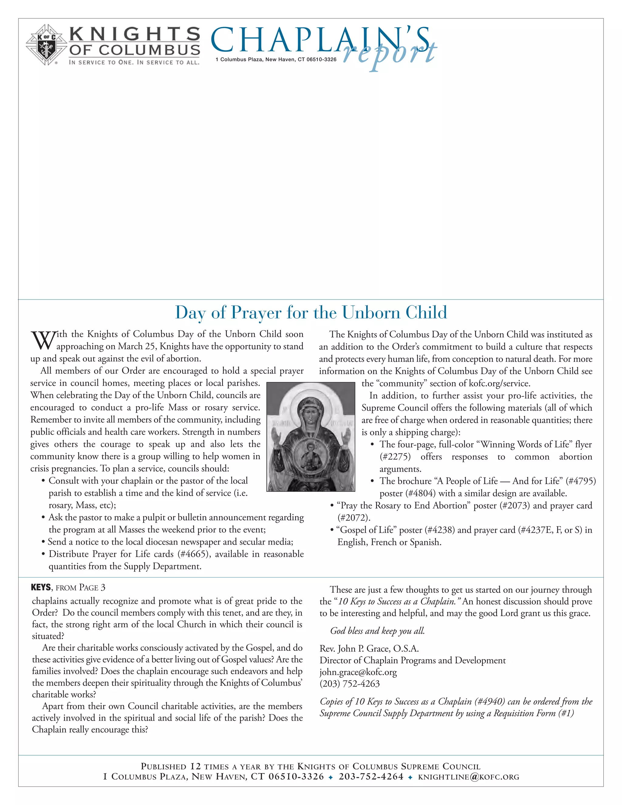 Chaplain's Report | PDF