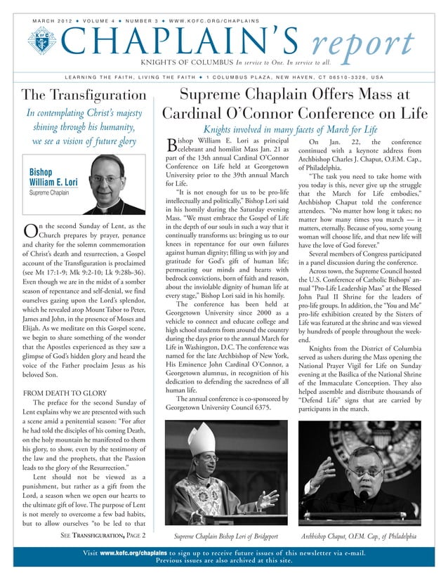 The chaplain's Report: The Transfiguration | PDF