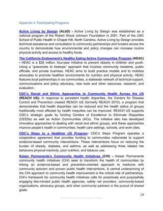 Using Healthy Eating and Active Living Initiatives to Reduce Health ...