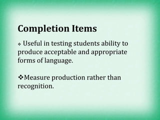 Completion and Transformation Items | PPTX