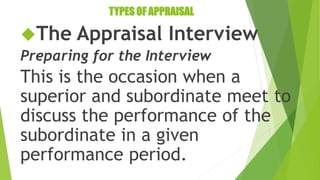 Types of Appraisal for HRD | PPTX