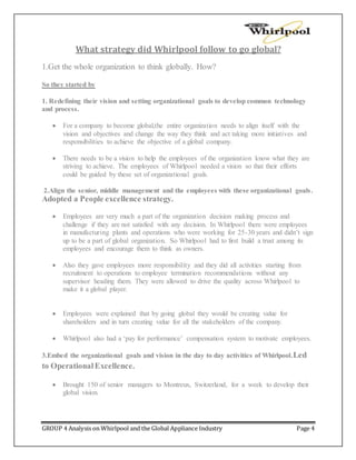 Case Analysis on Whirlpool and the Global Appliance Industry | DOCX