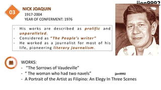 NATIONAL ARTISTSOF PHILIPPINES IN LITERATURE | PPTX