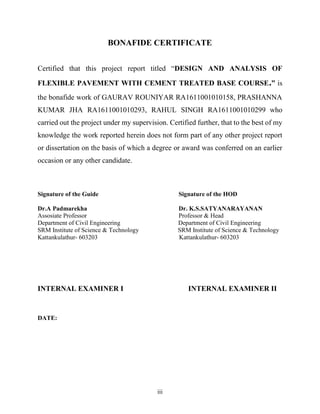 Minor Project on design and analysis of flexible pavement with cement treated base part-I | PDF