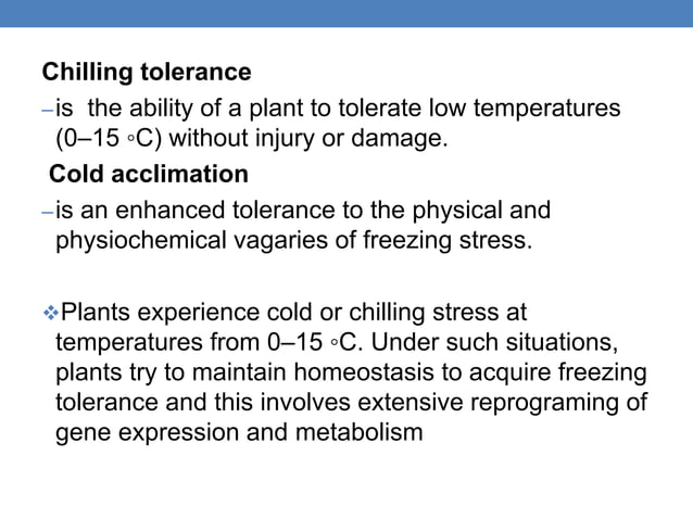Tolerance Mechanism of Plants to cold stress | PPTX | Endocrine and ...