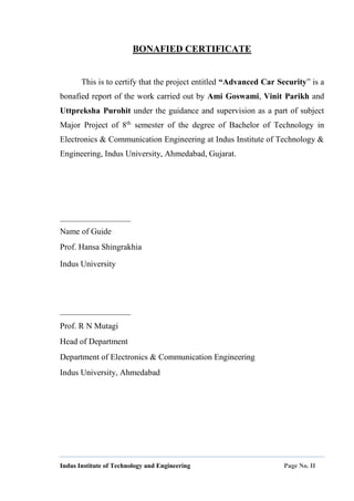 Report of Advance car security system major project | PDF