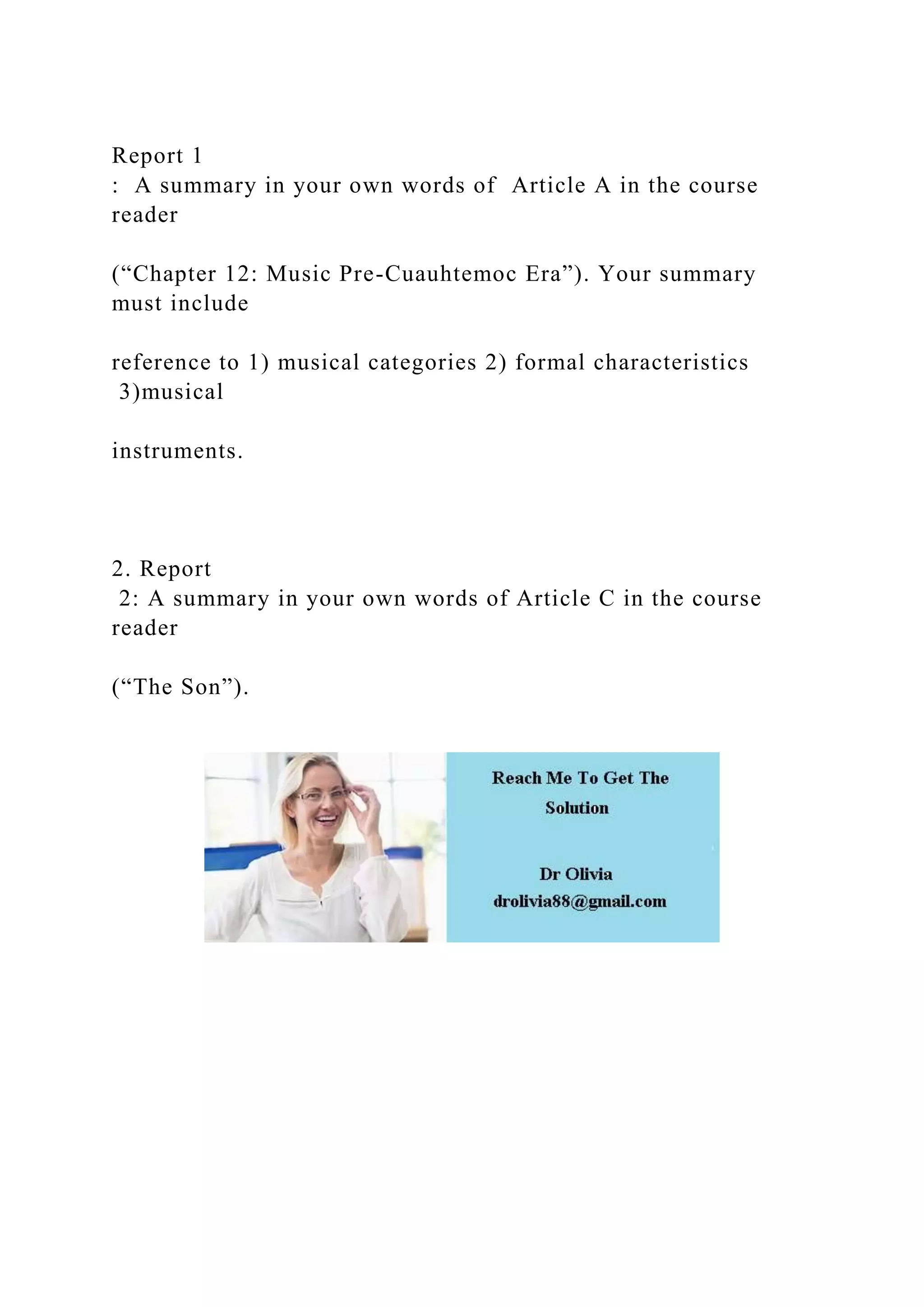 Report 1 A summary in your own words of Article A in the course.docx ...