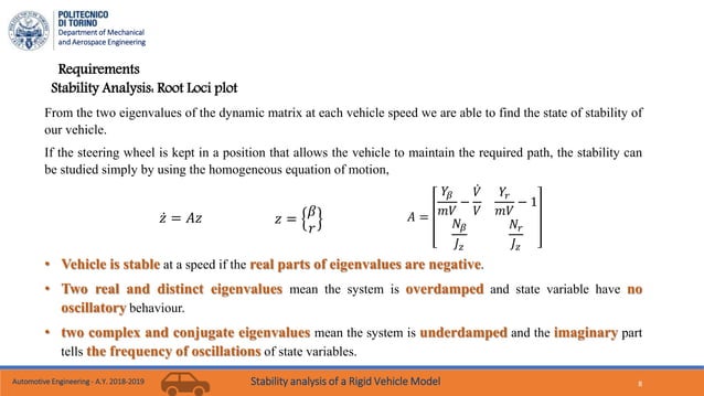 Stability analysis of a Rigid Vehicle Model | PPT