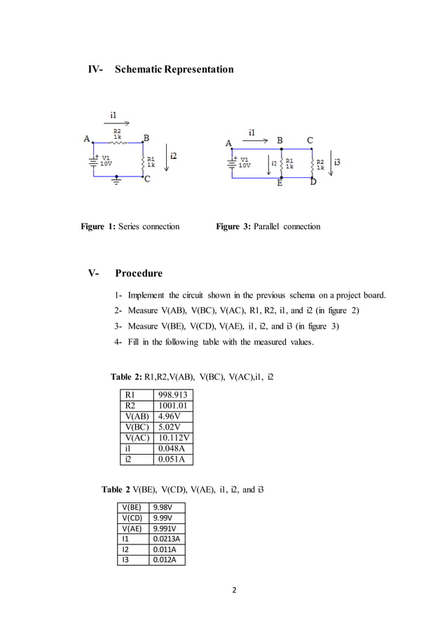 Electric Circuits 1 lab report | DOCX | Physics | Science