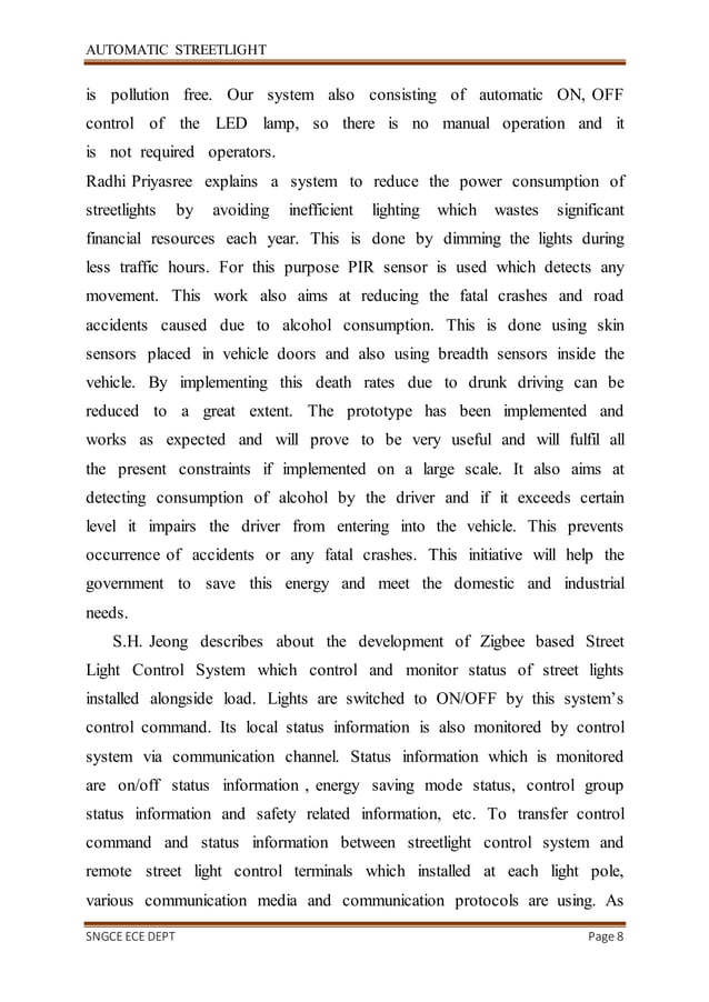 Automatic street light | DOCX