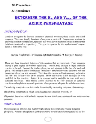DETERMINE THE Km and vmax OF THE ACIDIC PHOSPHATASE | DOC