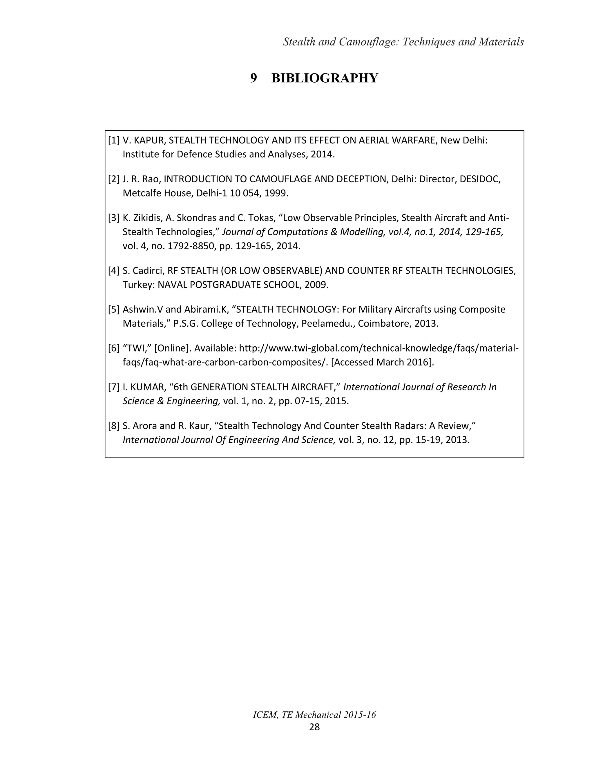 STEALTH AND CAMOUFLAGE: TECHNIQUES AND MATERIALS | PDF