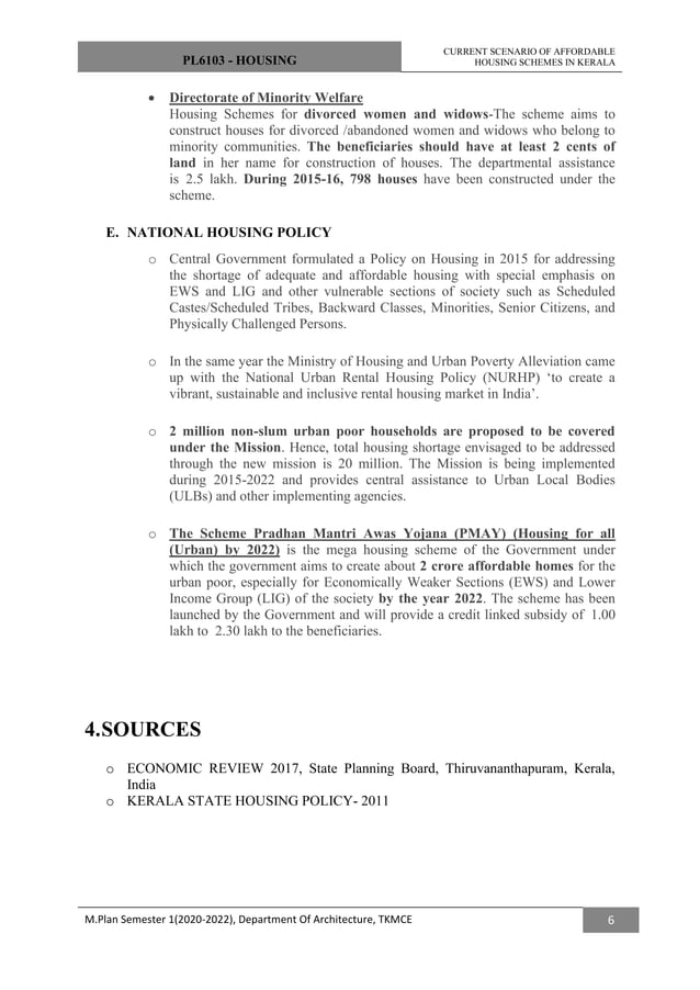 CURRENT SCENARIO OF AFFORDABLE HOUSING SCHEMES IN KERALA | PDF ...