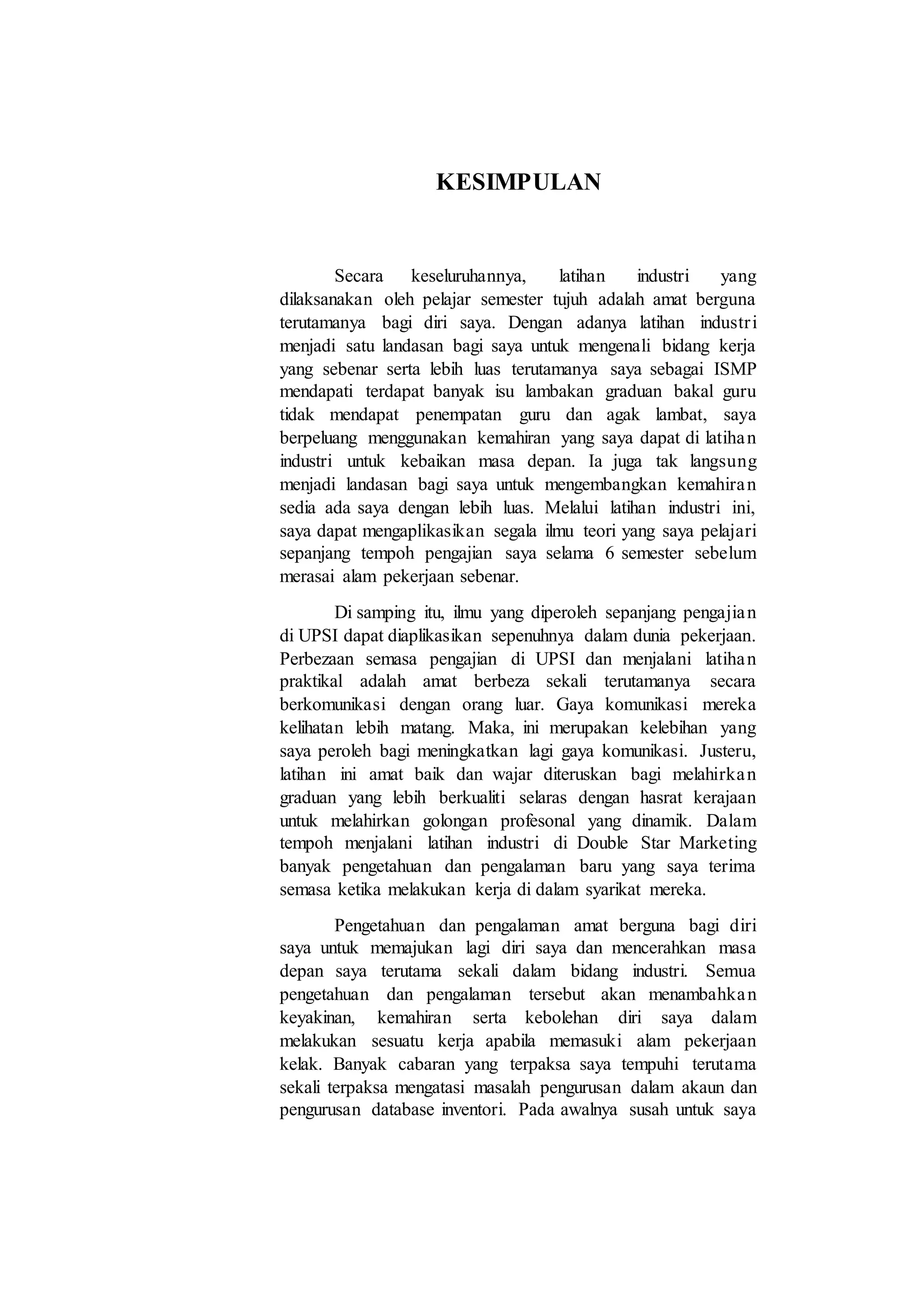Report akhir Latihan Industri UPSI | DOCX