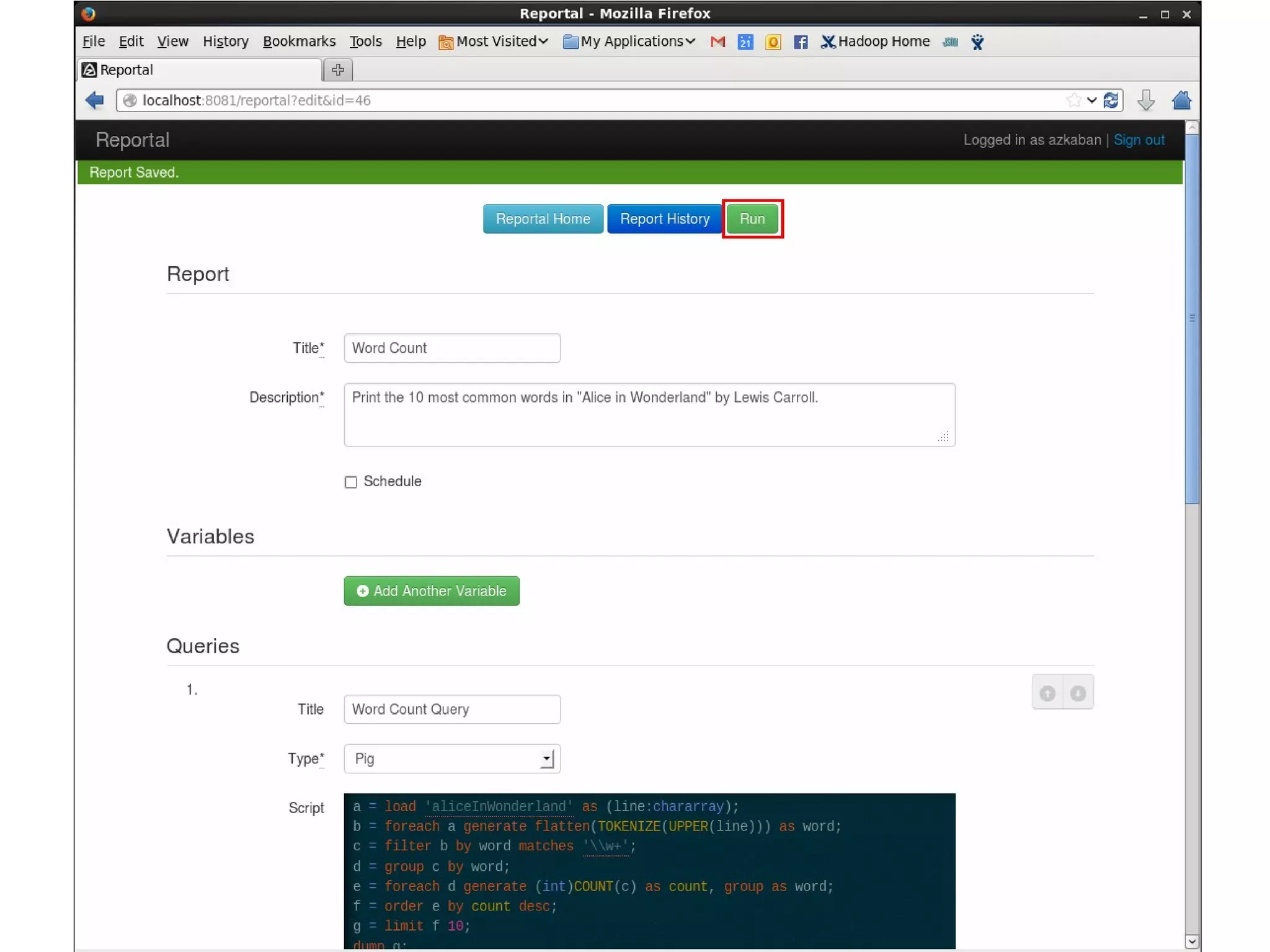 Reportal example | ODP