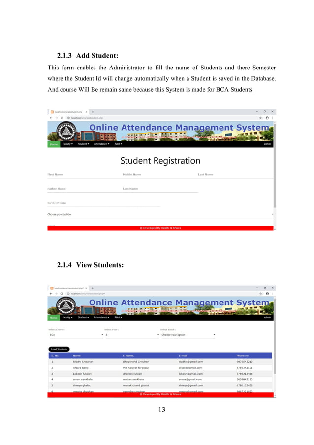 Online Attendance Management System | DOC | Web Development | Internet