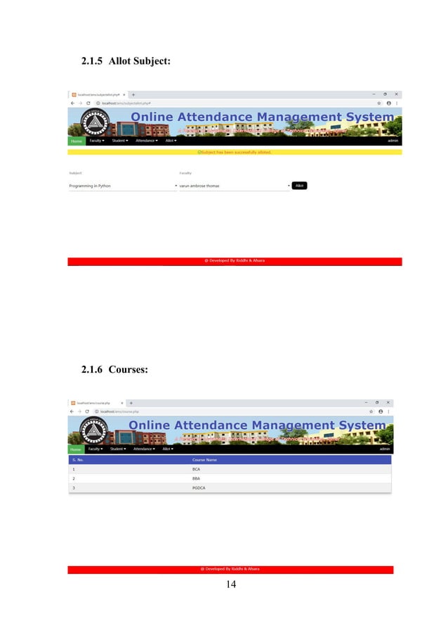 Online Attendance Management System | DOC | Web Development | Internet