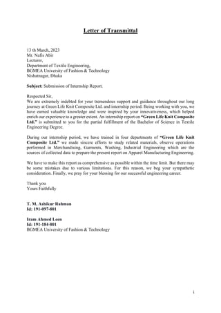 Textile Internship Report / A composite Textile Industry / Garments ...